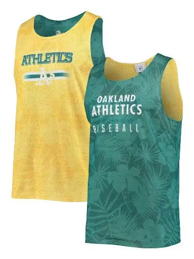 FOCO Gold Oakland Athletics Floral Reversible Mesh Tank Top - Green