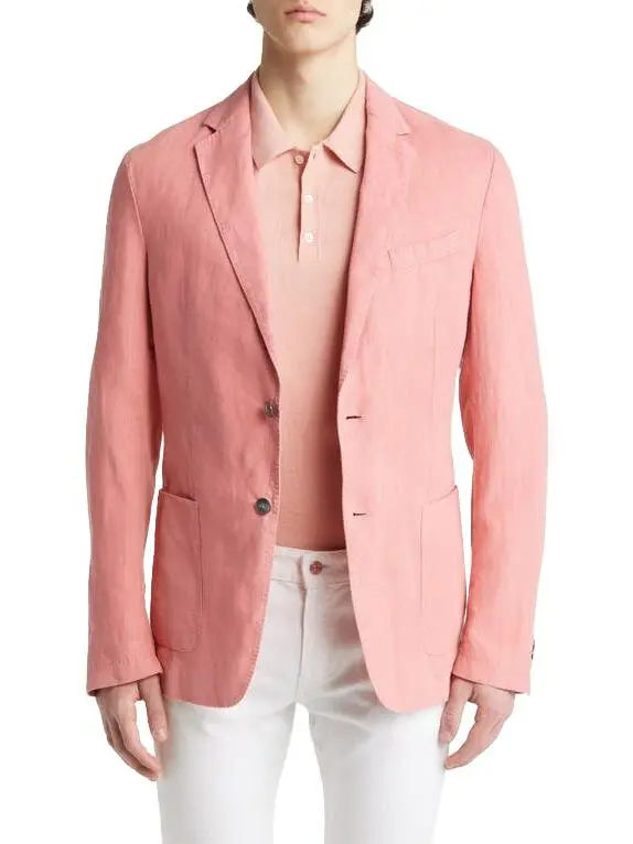 BOSS Slim Fit Linen Sport Coat - Open Pink