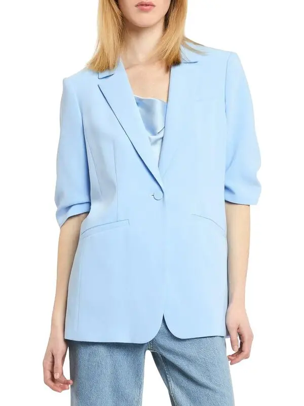 Cinq À Sept Khloe Short-sleeve Blazer - Blue Wisteria