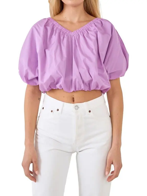 Endless Rose Puff Crop Blouse - Lilac