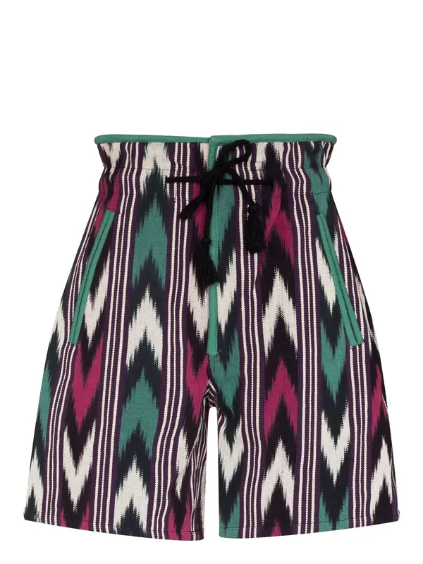 MARANT ETOILE Zigzag-print High-waisted Shorts - Neutrals