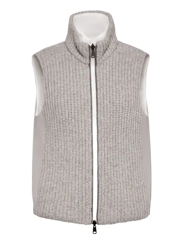Brunello Cucinelli Ribbed-knit Padded Gilet - Grey