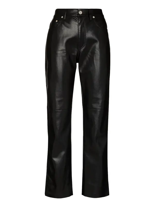 Nanushka Faux Leather Cropped Trousers - Black