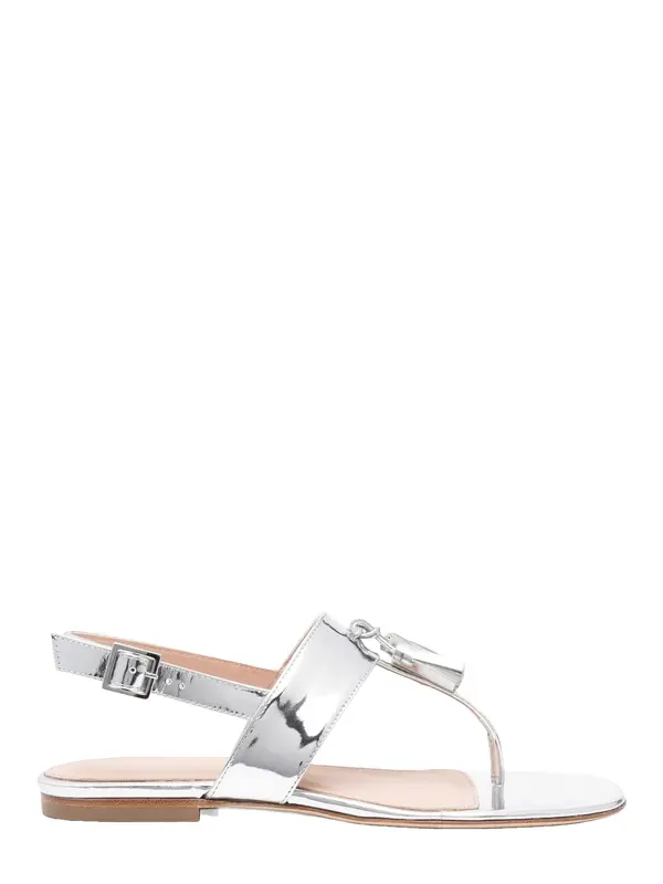 SCAROSSO Emma Tassel Detail Sandals - Silver