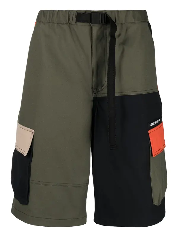 AMBUSH Colour-block Cargo Shorts - Green