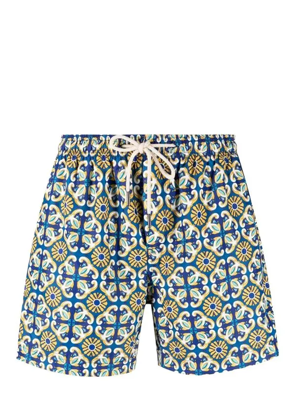 PENINSULA SWIMWEAR Tile-print Swim Shorts - Blue