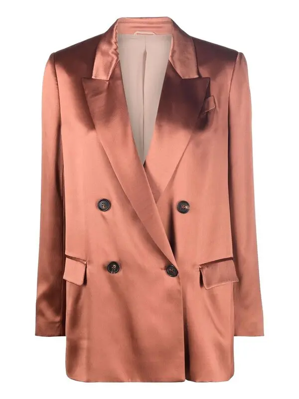 Brunello Cucinelli Silk Double-breasted Blazer - Orange