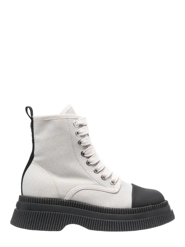 GANNI Creepers Lace-up Ankle Boots - Grey