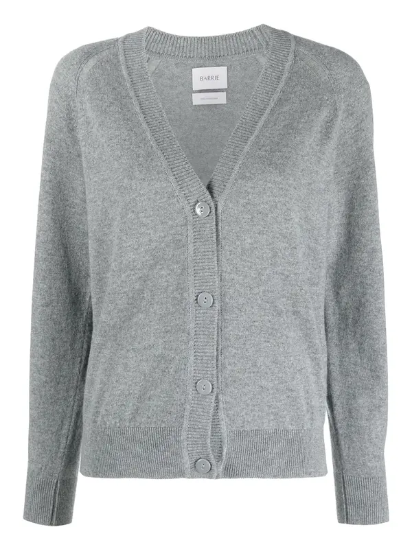 BARRIE V-neck Cashmere Cardigan - Grey