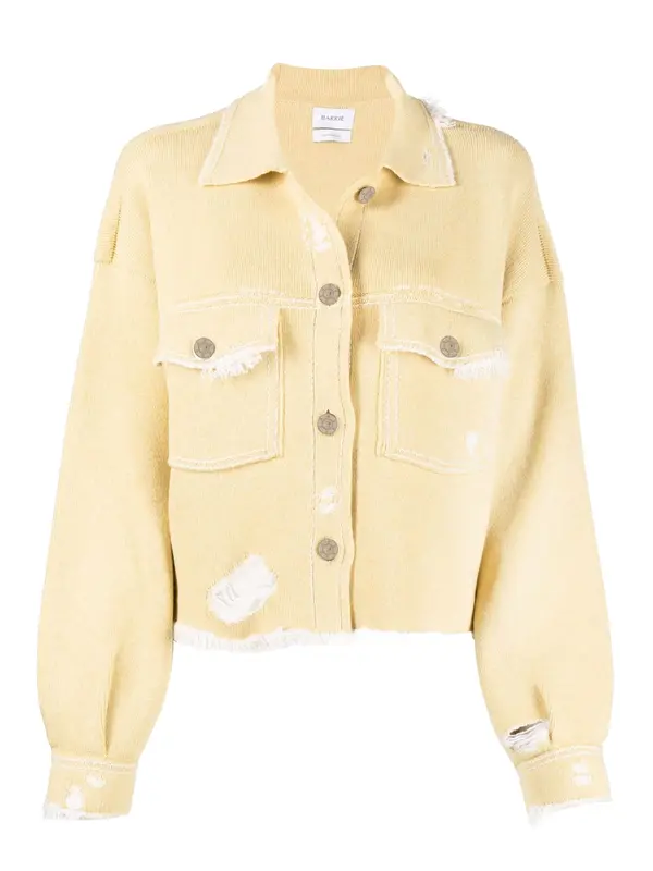BARRIE Fringed Denim Jacket - Yellow