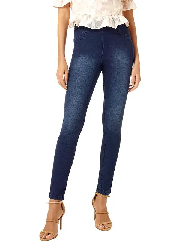 Hue Reversible Denim Leggings - Deep Blue