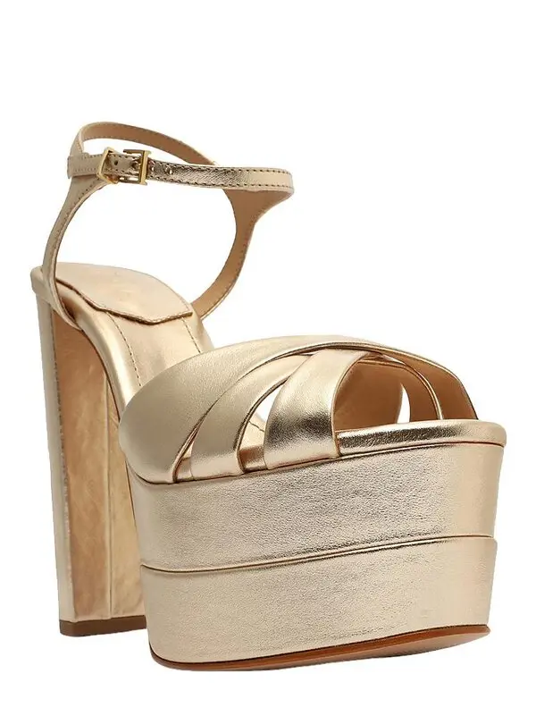 Schutz Keefa Ankle Strap Platform Sandals - Platina