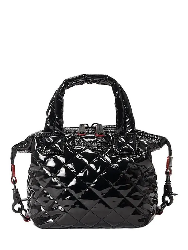 Mz Wallace Micro Sutton Bag - Black Lacquer/matte Black