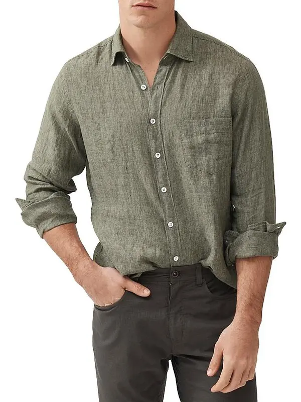 Rodd & Gunn Coromandel Linen Shirt - Kelp