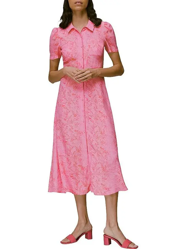 Whistles Baroque Floral Shirt Dress - Pink/multi