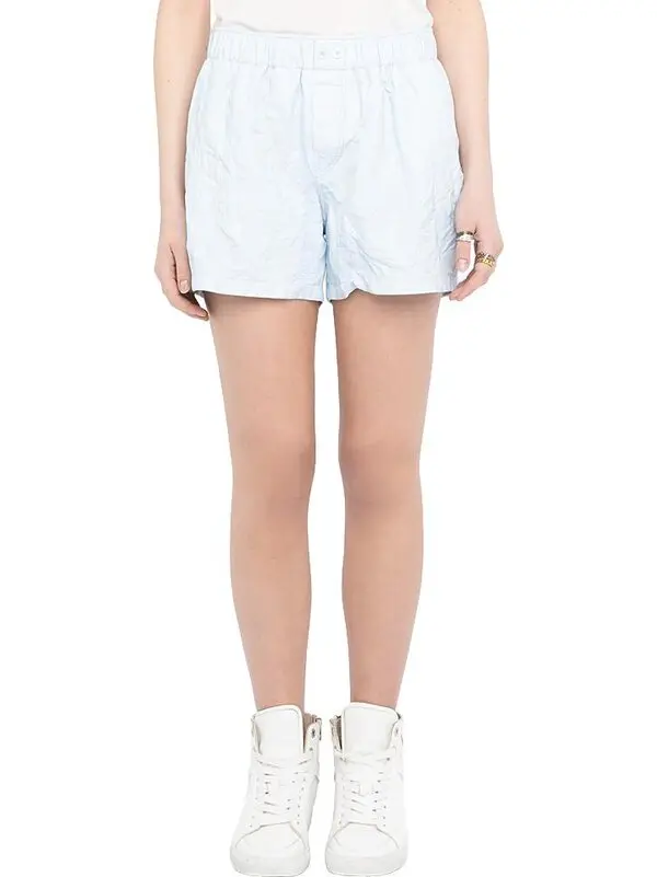Zadig&Voltaire Crinkled Leather Shorts - Baby Blue