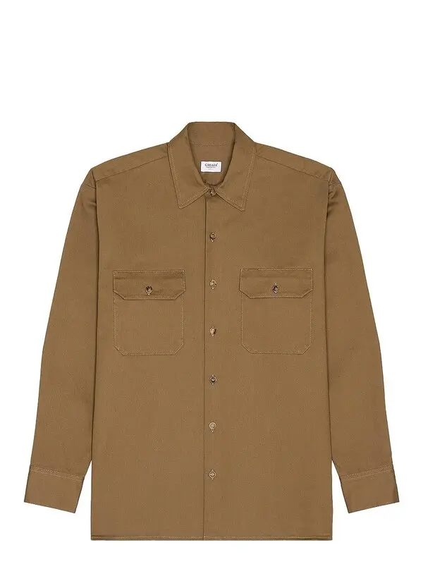 GHIAIA Cotton Working Shirt In Tan - Cacao
