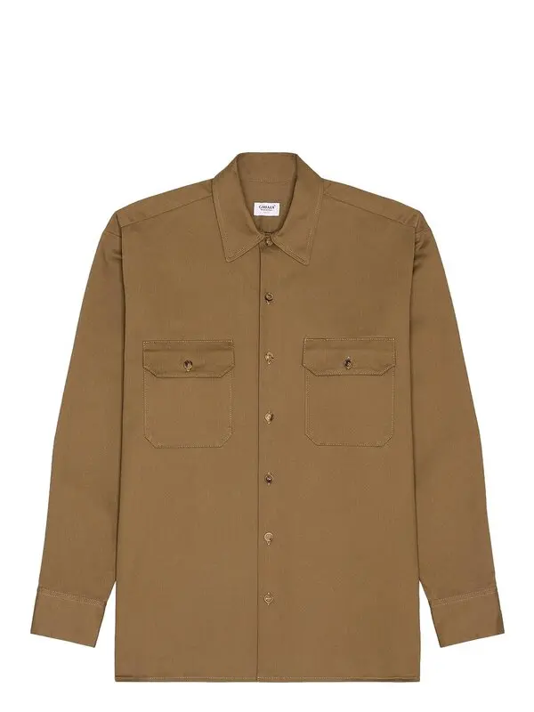 GHIAIA Cotton Working Shirt In Tan - Cacao