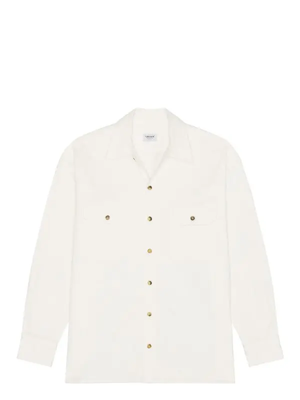 GHIAIA Cotton Working Shirt In Tan - White