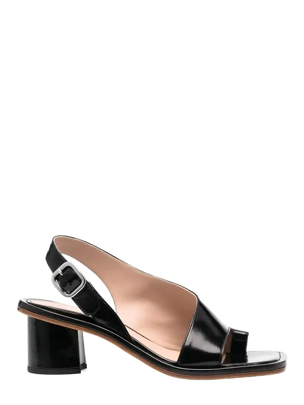 SCAROSSO Jill Patent Leather Sandals - Black