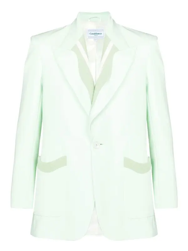 Casablanca Ribbed-trim Single-breasted Blazer - Green