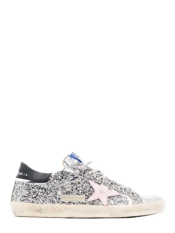 GOLDEN GOOSE Superstar Glitter-embellished Sneakers - Silver