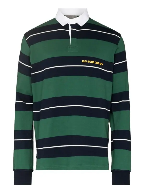 VTMNTS Barcode-print Striped Polo Shirt - Green