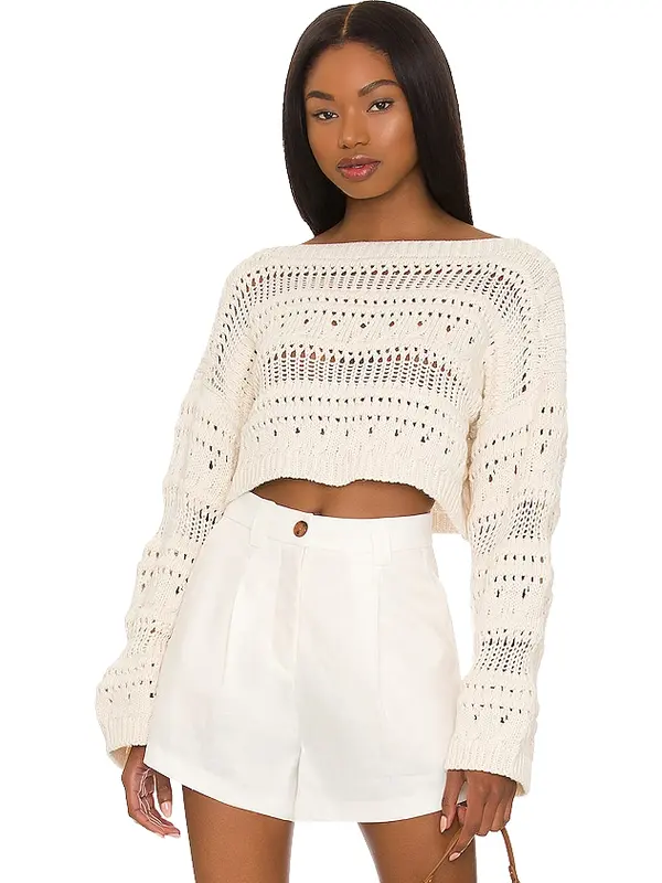 Tularosa Francis Open Stitch Cropped Pullover - Ivory