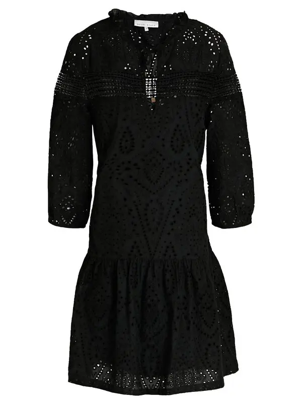 Heidi Klein Gathered Broderie Anglaise Cotton Mini Dress - Black