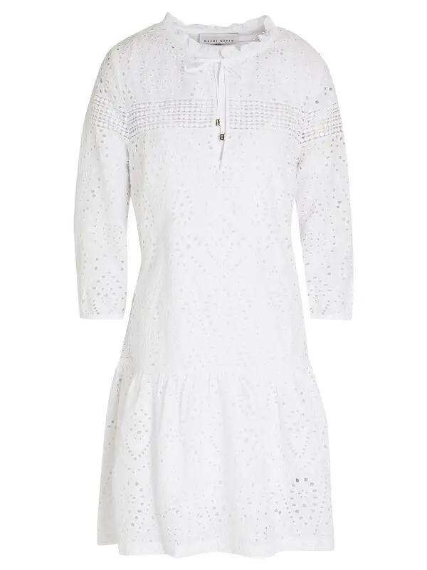 Heidi Klein Gathered Broderie Anglaise Cotton Mini Dress - White