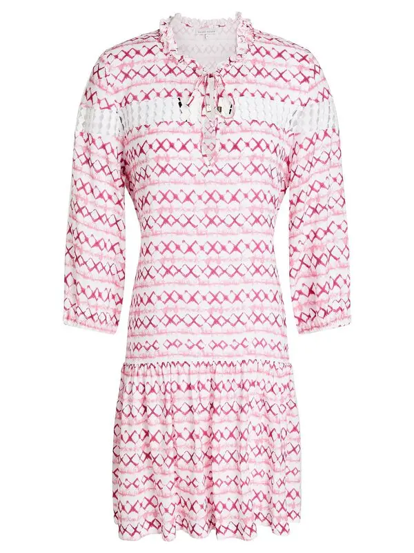 Heidi Klein Crochet-trimmed Printed Voile Mini Dress - Pink