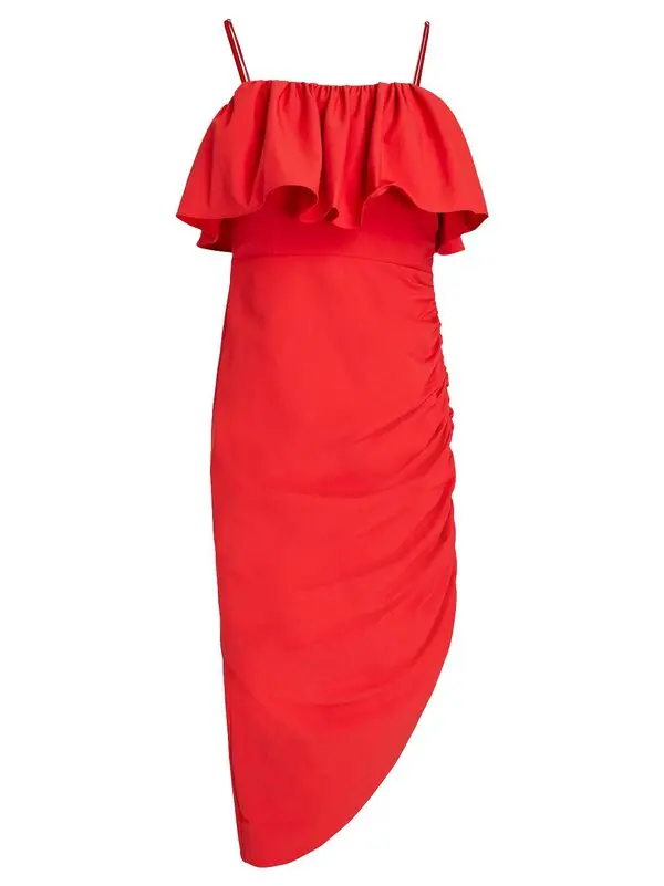 Cinq À Sept Christa Ruffled Stretch-crepe Dress - Tomato Red