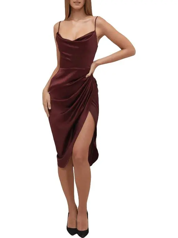 House Of Cb Reva Satin Corset Dress - Brown