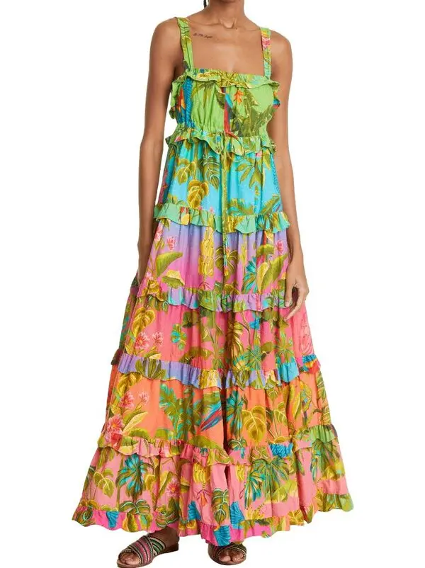 Farm Rio Ombré Forest Tiered Maxi Dress - Multi