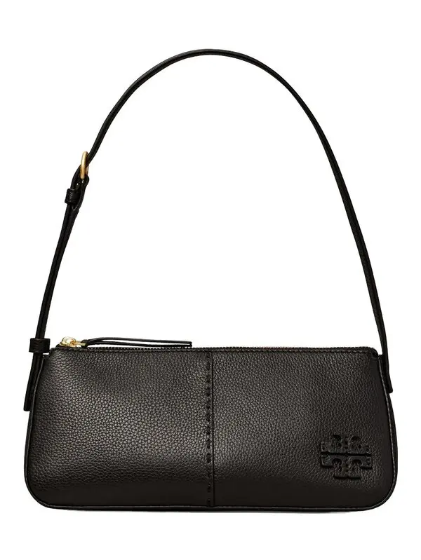 Tory Burch Mcgraw Pebble Leather Shoulder Bag - Black