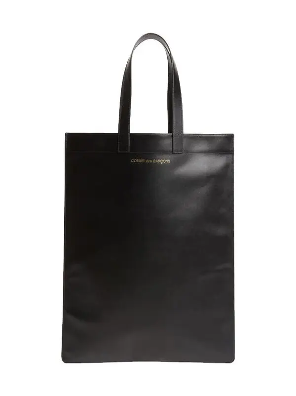 Comme Des Garçons Line B Logo Leather Tote - Black