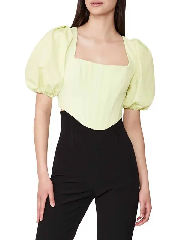 Bardot Gia Corset Crop Top - Lime