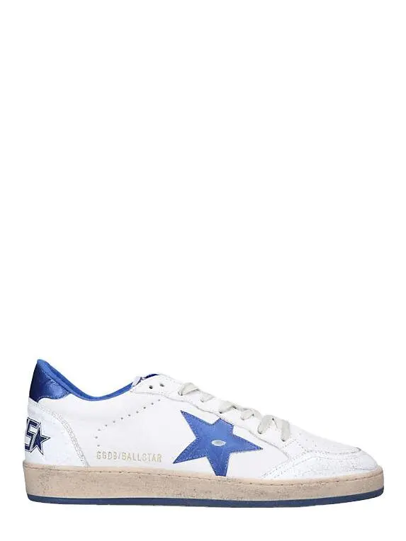 GOLDEN GOOSE Ball Star Logo-embroidered Leather Low-top Trainers - White/navy