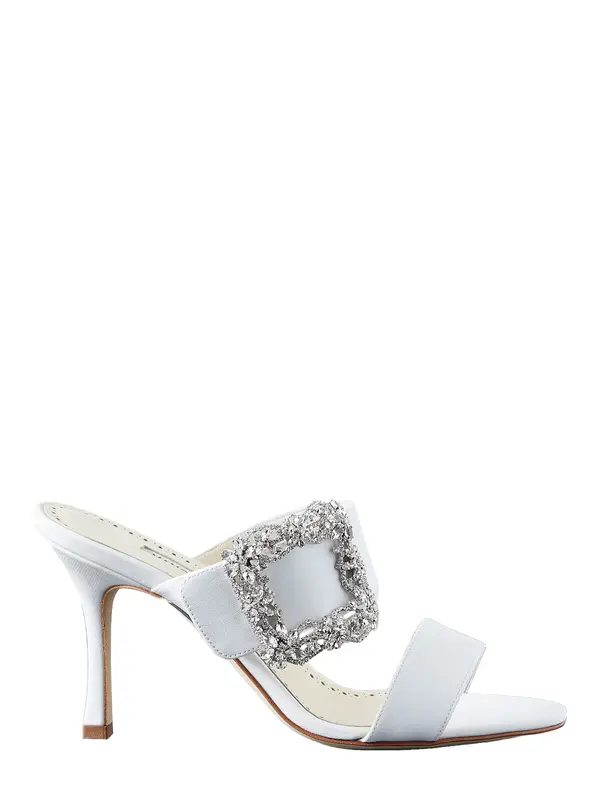 Manolo Blahnik Gable 90 Buckled Mules - White