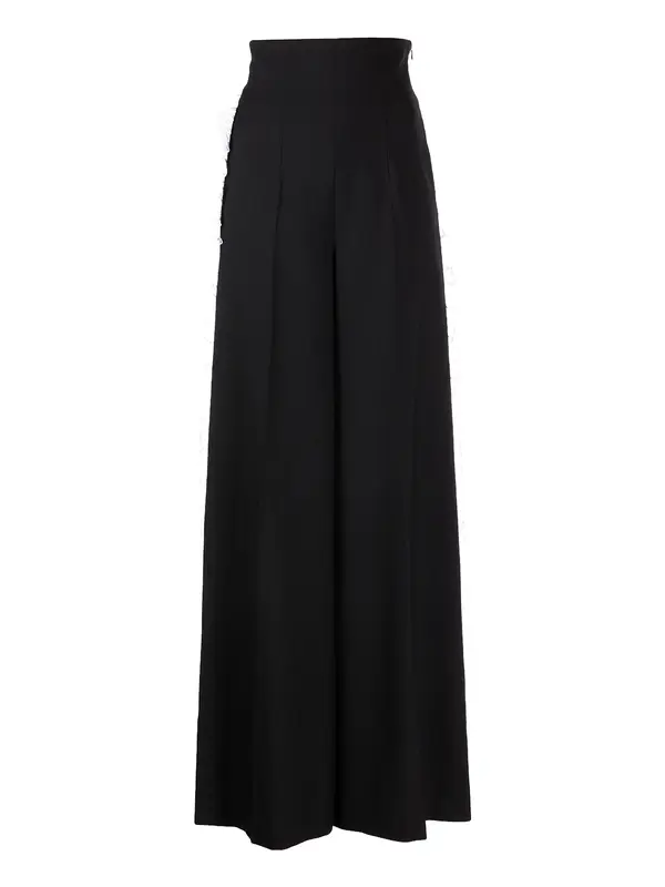 Rochas Ruffle Wide-leg Trousers - Black