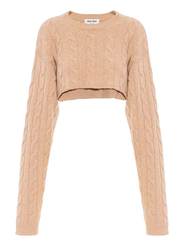 Miu Miu Cable Knit Cashmere Jumper - Brown