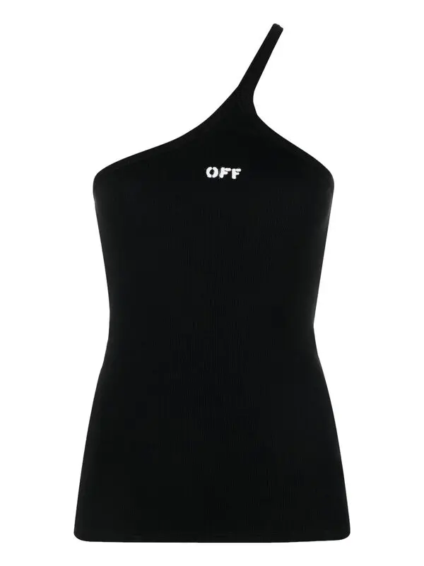 Off-White Logo-print One-shoulder Top - Black