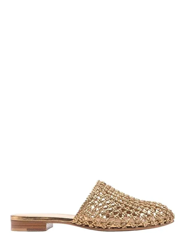 FERRAGAMO Ellas Knotted Mules - Gold
