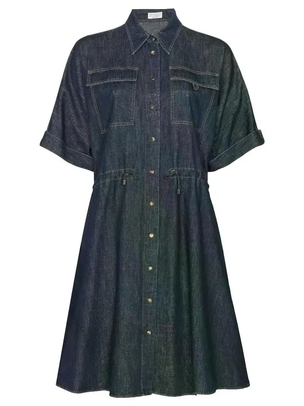 Brunello Cucinelli Denim Midi Shirt Dress - Blue
