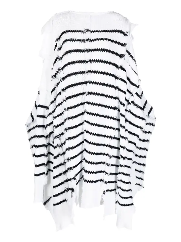Marni Striped Knitted Cape - White