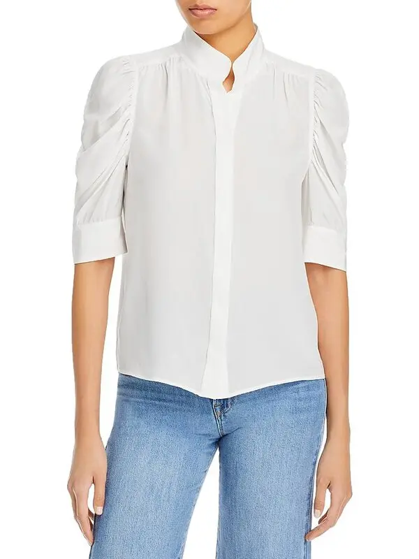FRAME Gillian Puffed Shoulder Blouse - Off White
