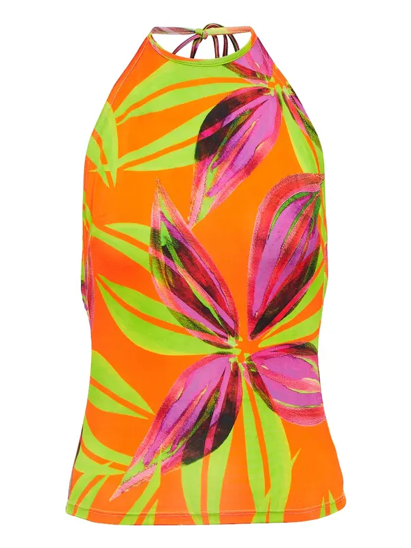 LOUISA BALLOU Printed Halterneck Top - Multicoloured