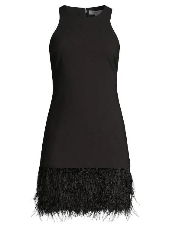 Likely Cami Feather-hem Minidress - Black