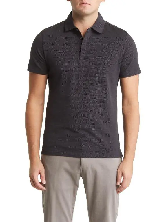 Robert Barakett Creston Micropattern Jacquard Polo - Charcoal
