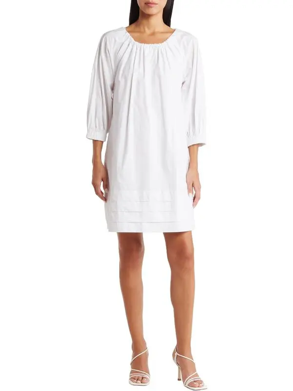 English Factory Pleated Hem Cotton Minidress - White